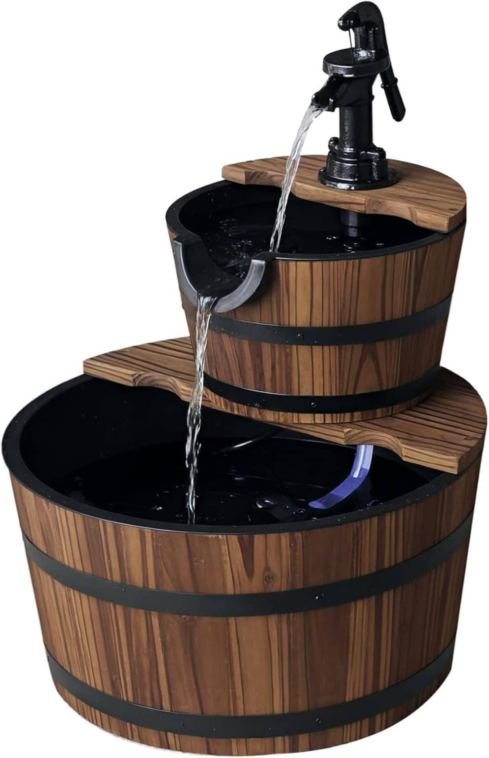 Avis sur la fontaine en bois à 2 niveaux Outsunny pour patio